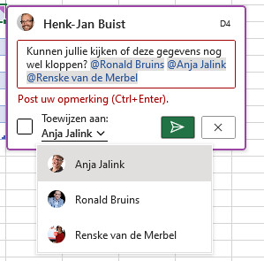 Excel-tutorial: taken toewijzen met @-vermeldingen
